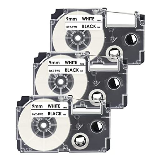 [仕様]カシオネームランドテープ9mm白地黒文字の互換品3セット幅:9mm長さ:8m互換番号:XR-9WE [特徴]防水、防高温、防低温、防蝕(弱い酸性とアルカリ性な物)、強粘着、特殊な粘着剤を使用したため、のりが残りにくくきれいに剥がせる...