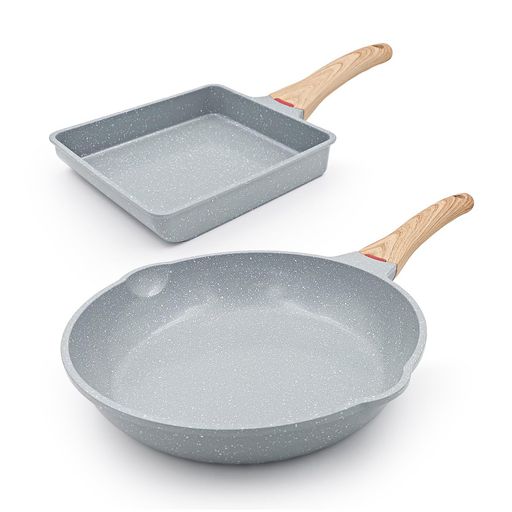 野菜のソテー、魚の焼き物、卵焼き、パンケーキ作り 🍳軽量アルミ製フライパンセットの高機能デザイン:アルミニウム一体成形の「26cmフライパン」と「玉子焼き鍋」セット!熱伝導率が高く、IH・ガス・電気すべてのコンロで均一加熱を...