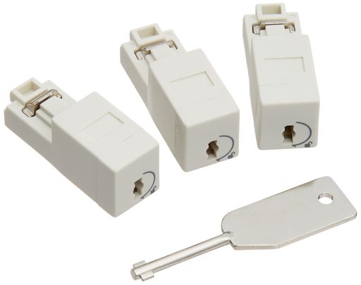 RJ-45コネクタポートを丸ごとカバーします 鍵付なので、無断使用・誤使用を防げます 埃カバーとしても使えます 入り数:ロック本体x3、鍵x1 サイズ:幅12mmx奥行35mmx高さ14mm
