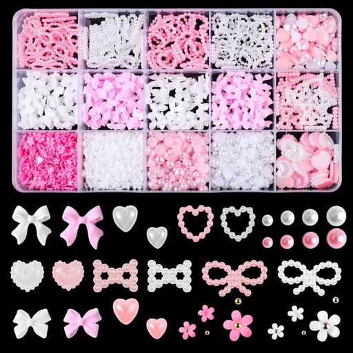 【パッケージ】ネイルパーツ1ケース。取り出しやすいケース付き。サイズは画像をご参照ください。 【材質】樹脂 【デザイン】リボン、ハート、花、パールなどのスタイルがたくさんあります。 【可愛い】立体的なネイルパーツがスタイリッシュで存在感があ...