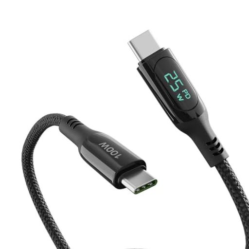 PD 100W高出力サポート E-MARKERチップセットの使用 KC安全認証 断線防止ファブリック素材 LED充電電力表示 480Mbpsデータ転送