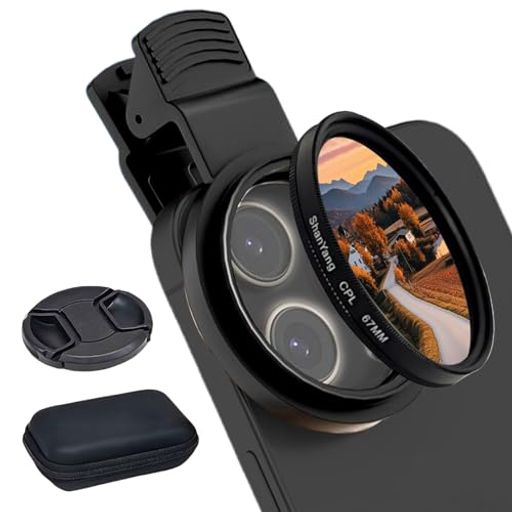 【67mm万能互換性 &amp; 高透過率設計】 「67mm」サイズ対応で、スマホ(iPhone/Android)全機種にワンタッチ装着可能。8層マルチコーーティング技術採用により光透過率99%を実現。不要な反射を除去し、自然な色彩を忠実に...