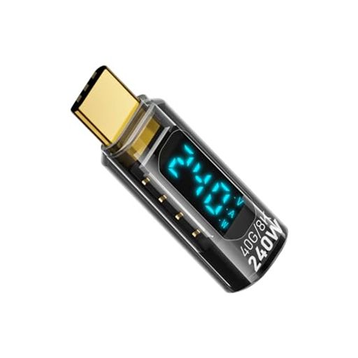 データ転送 高出力充電: このUSB Type-c 延長アダプタは最大240Wの高速充電をサポートし、デバイスのニーズに応じて電力出力パラメーターを自動的に調整します。LEDインジケーターが接続状態を一目で確認できます。 高速データとビデオ...