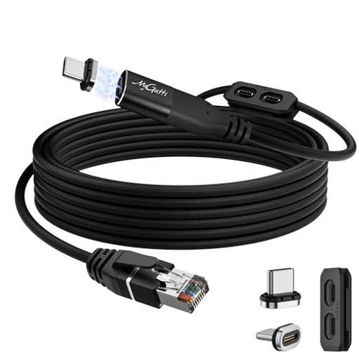 【マグネット着脱式、携帯性、防塵】このUSB-C インターネットケーブルの革新的な設計により、抜き差しを繰り返す煩わしさから解放されます。デバイスに近づけるだけで簡単かつ確実に接続でき、防塵カバーとしても機能します。抜き差しの手間を省き、イ...
