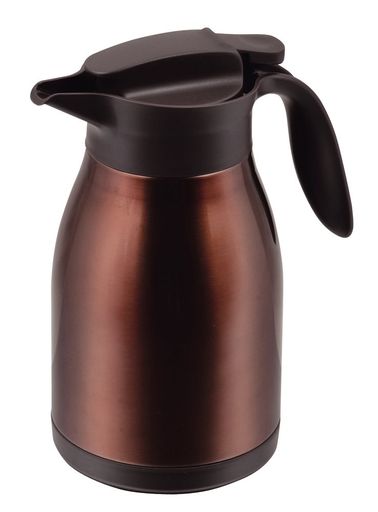 製品サイズ:(約)幅195x奥行135x高さ245mm 製品重量:(約)720g 材質:本体内側/18-8ステンレス鋼、本体外側/ステンレス鋼(焼付塗装)、口がね・ハンドル・ふた栓/ポリプロピレン(耐熱温度100度)、開閉レバー/ABS樹脂...