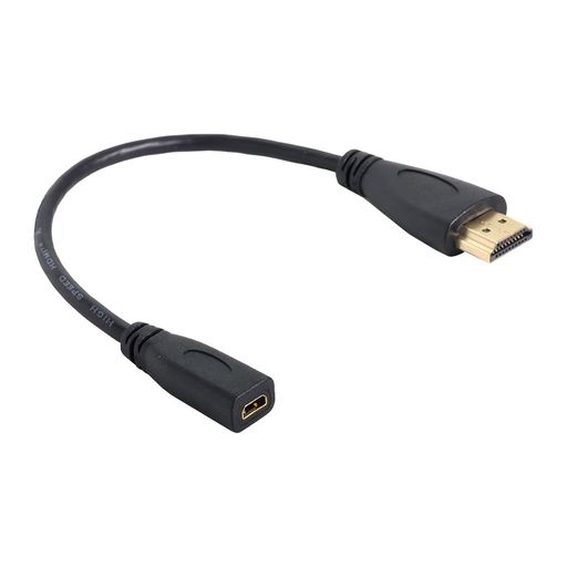MicroHDMIメス-HDMIオスケーブル。 長さ:20cm コネクター1:マイクロHDMIメス。 コネクター2:HDMIオス。 このケーブルは標準のMicroHDMIコネクタをHDMIコネクタに接続できます。