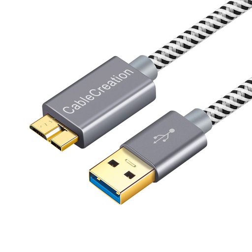 【Cablecreation短い外付けHDコード】本USB3.0-MicroBケーブルは最大5Gbpsの超高速データ転送が対応でき、バックアップ、および写真や映画などの大きなファイルの転送を数秒で実現可能です。ポータブルハードドライブ使用簡...