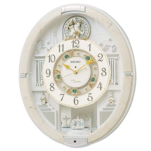 本体サイズ:46.5x38.4x10.1cm 本体重量:2.5kg 素材・材質:プラスチック枠(アイボリーマーブル模様光沢仕上げ)、前面:ガラス 原産国:タイ ムーブメント:電波修正機能(40kHz/60kHz自動選局・受信OFF機能つき)...
