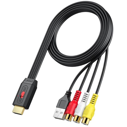 【RCA to HDMIコンバーター】Neoteck RCA to HDMI変換コンバーターは、伝統的なアナログRCA信号入力を鮮明なHDMI 1080P (60hz)/720P (60hz)出力に変換します。RCAメスコネクターは、レトロ...