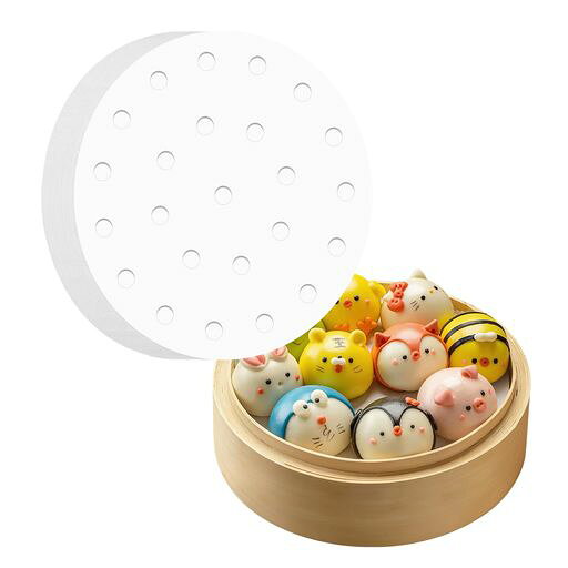 直径18.5cm・100枚入り:外径20-21cmの蒸し器に適合蒸し器の内径に合わせて適切なサイズをお選びください。 焦げ付き防止:蒸し紙の両面に食用シリコンオイルが塗布されています。食品が蒸し器にくっつくのを防ぎ、食品本来の形を保ち、食後...