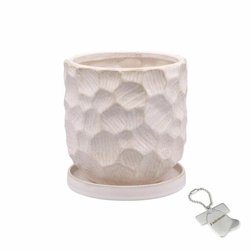 本体素材:セラミック 製品サイズ:本体/約Φ12xH12.5cm 底穴ありソーサー付き 一品一品が手作りの為、色合いやサイズ等が多少変わる場合があります。