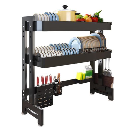 【伸縮式でどんなシンクにも対応】長さ60cm-100cm高さ84cm(3段階調節可能)、幅28cmに自由調節伸縮水切りラッ。シンク上方のスペースを効率的に利用する水切りラックです。サイズ違いのシンク上にぴったりフィット。シンク上水切りラック...