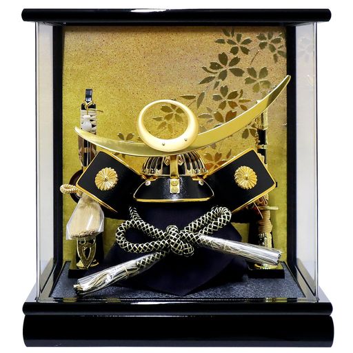 兜ケース飾り アクリルパノラマケース 商品サイズ:横幅28x奥行23x高さ32cm 上杉兜 コンパクト