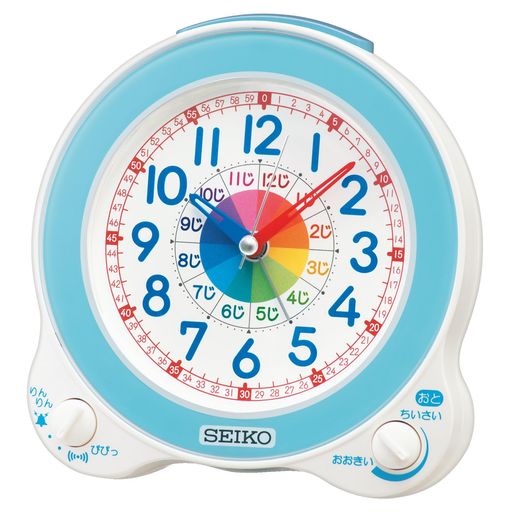 付属品:電池(単3アルカリx3個) 「ベル音」と「電子音」の切替式、 スヌーズ 音量調節、ライト スイープセコンド