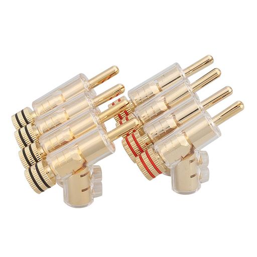 バナナプラグ8個セット セット内容:バナナプラグx8個(黒x4、赤x4) 材質:金メッキ ワイヤー適用径:MAX5.5mm 24K金メッキ処理