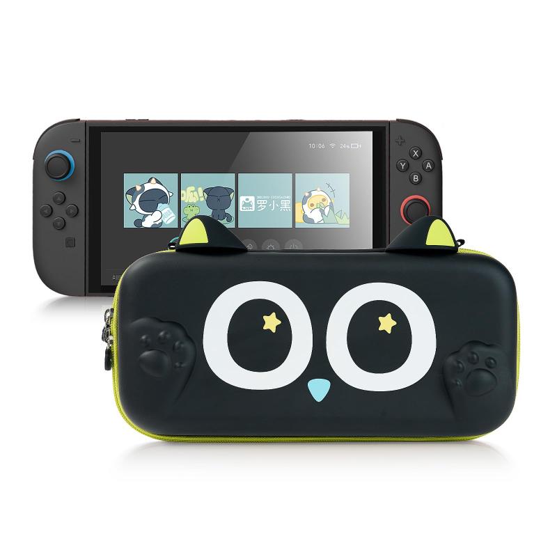 GeekShare Switch2ケース Switch2対応 有機ELモデル対応 大容量収納ケース Joy-Con HDMIケーブル イヤホン小物入れ 防水防汚 耐衝撃 10枚ゲームカード収納 旅行用 誕生日プレゼント ブラック - 羅小黒...