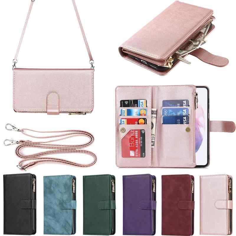 Eastwave サムスン ギャラクシー A32 5G ケース for Samsung Galaxy A32 5G 縄掛けケース 手帳型 財布型 ICカード コインポケット ストラップ付き カード 収納 小銭入れ ファスナーポケット付き P...