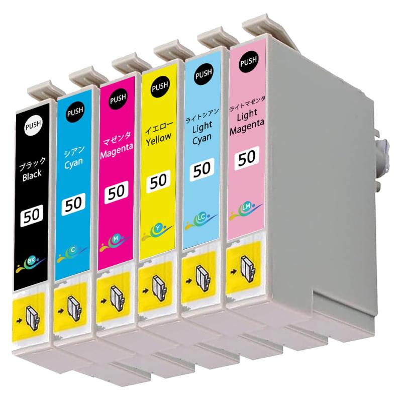 IC6CL50 エプソン 用 インク IC50 風船 Epson対応 互換インクカートリッジ (ICBK50 ICC50 ICM50 ICY50 ICLC50 ICLM50) 6色セット【Turadh】【対応機種】エプソン 用 EP-802...