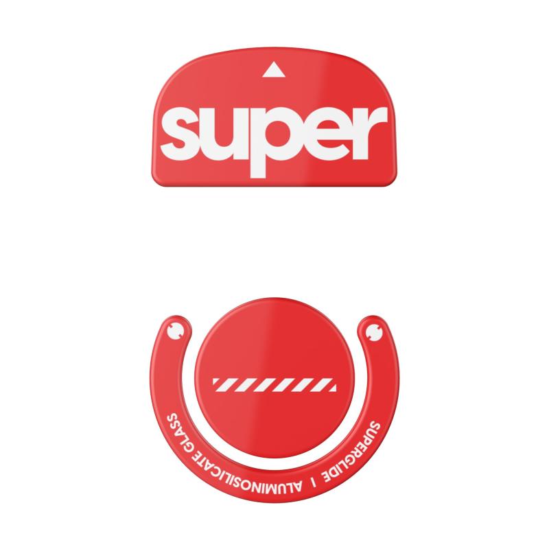 Superglide2(Type C) マウスソール for Logicool GPROX Superlight マウスフィート [ 強化ガラス素材 ラウンドエッヂ加工 高耐久 低摩擦 Super Smooth ] - Red超高耐久 - ...