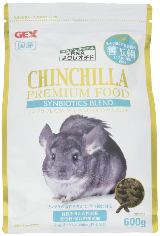 ジェックス チンチラプレミアムフード シンバイオティクスブレンド 国産 善玉菌C-3102株配合 チンチラフード 600g本体サイズ(幅X奥行X高さ):25×15×35cm本体重量:0.6kg原産国:日本お腹の中から健康維持をサポート。生き...