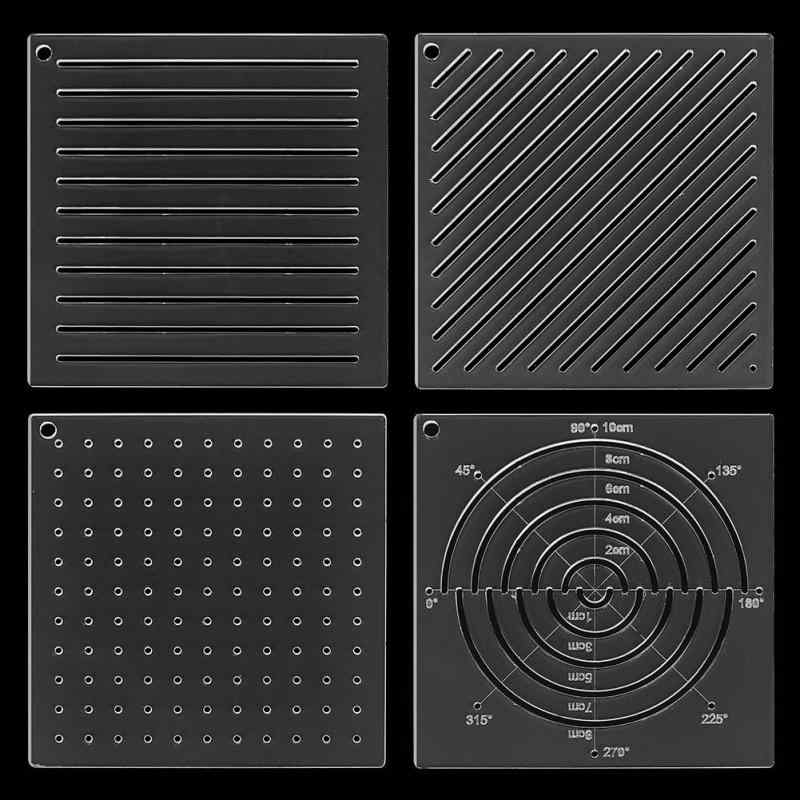 BENECREAT 4点 アクリル刺し子ステンシル 刺し子テンプレート 12x12cm 点 ライン アーク スラッシュ アクリル刺繍ツール 描画線テンプレート ハンドキルティング 厚さ2.5mmパッケージ内容: 縫製ニーズに合わせて、点、線...