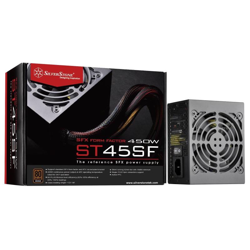 SilverStone SFX電源ユニットSST-ST45SF-V3 ブラック標準SFXフォームファクター、および付属のブラケットによるATXへの対応40℃動作温度での連続出力450W80 PLUS Bronzeレベルの効率(効率82% ~...
