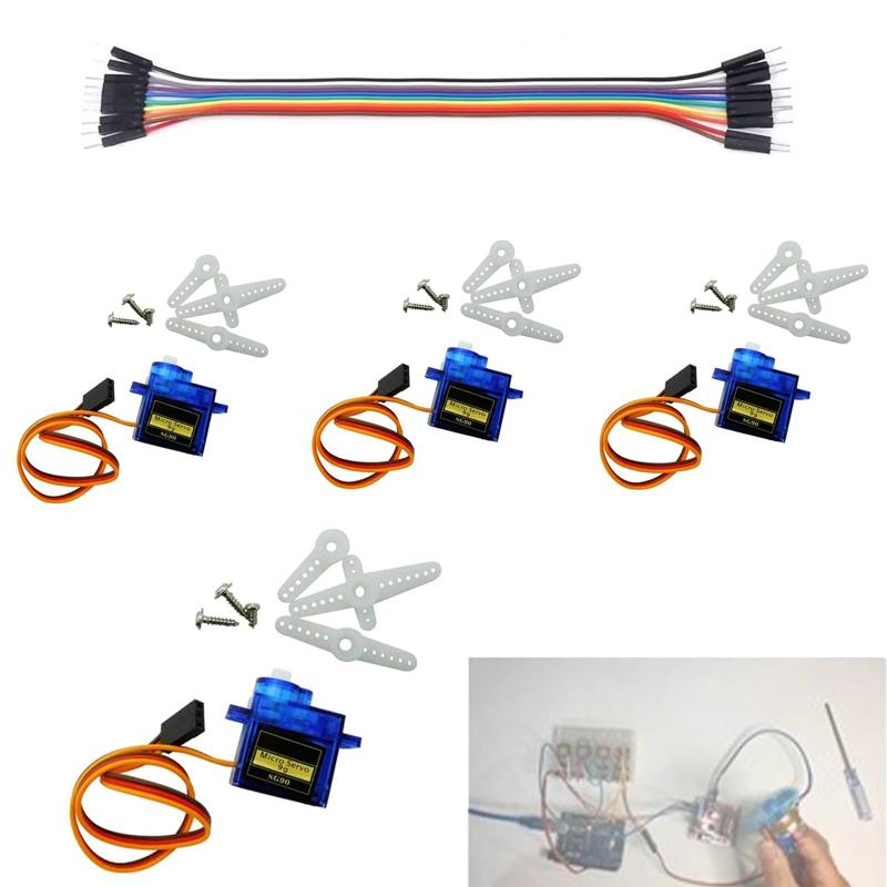 Ginhkok 4個 9g マイクロサーボモーター SG90 180°RCロボットヘリコプター SG-90 ギア ミニアナログギアマイクロサ 飛行機制御カーボートロボット制御ケーブル付き RC飛行機ヘリコプター 車 ボーリモコンヘリコプター...
