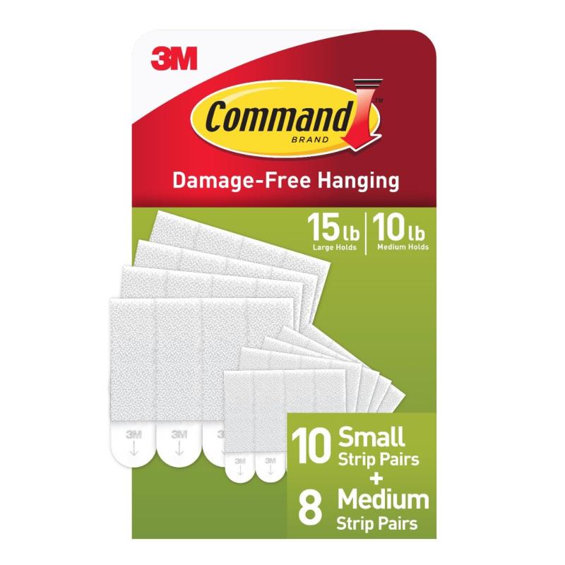 Command、PH203-18NA、絵画吊り下げストリップ、10 Sペア、8 Mペア、簡単に開くパッケージ入り Small &amp; Medium PH203-18NA 18内容：Sサイズ10組、Mサイズ8組、ホワイトコマンド絵画吊り下...