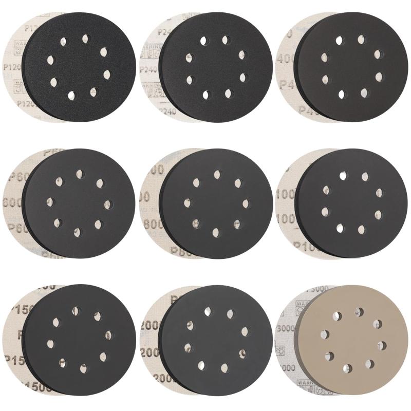 MORLARCO ランダムサンダー ペーパー 125mm 耐水ペーパー 120～3000番 45枚入セット サンダー ペーパー マジック式 8穴 サンディングペーパー 丸型 サンディングディスク 電動サンダー用 サンドペ【ほとんどのDIY作...
