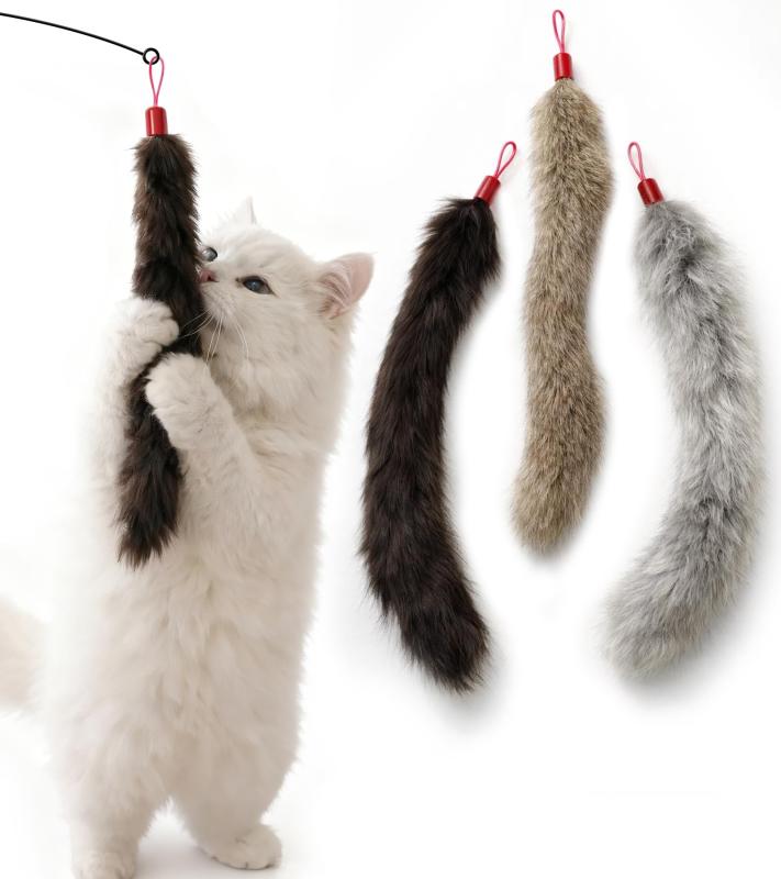 GHOSTCAT 猫じゃらし 猫 おもちゃ 3個交換 ねこじゃらし 人気 3色天然兔毛 猫じゃらし 1本釣竿付き 猫 おもちゃ 柔らかい毛料 安全素材 ネコ おもちゃ 多頭飼い 猫 ひとり遊び おもちゃ 運動不【猫じゃらし 3色天然兔毛3個...