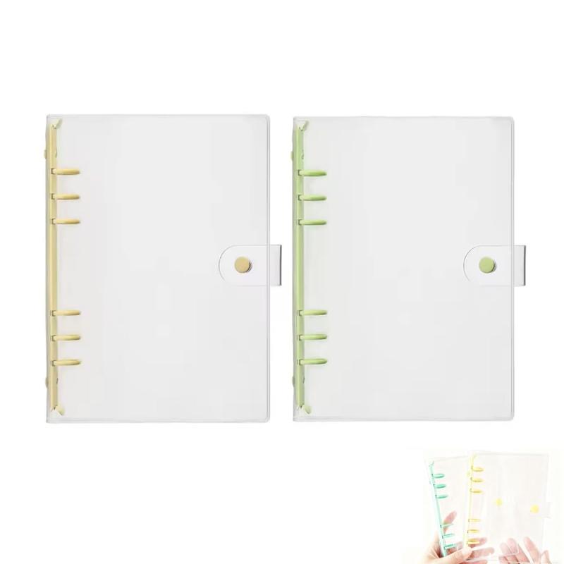 QUANTALY システム手帳 2個セット A6 6穴 透明バインダー PVC 6リングバインダー ボタン付き 詰め替え可能 ノートカバー【商品仕様】サイズ ：18cm*12.6cm。色 ：ピンク+ブルー。【高品質素材】PVC 素材を採用し...