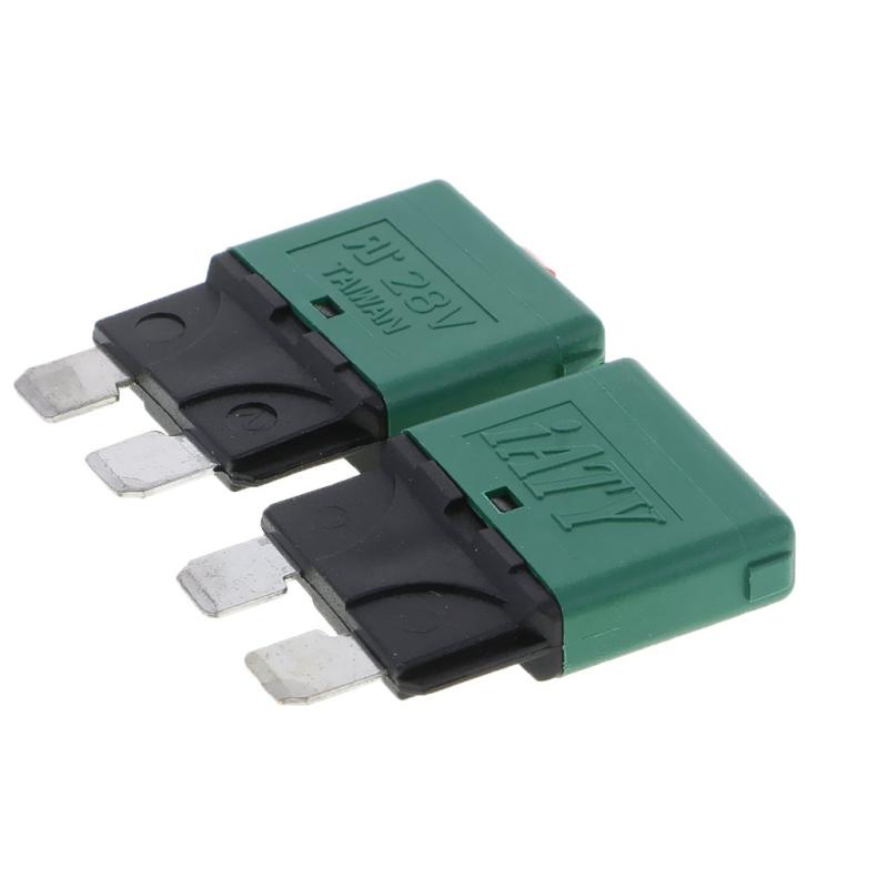 perfk 2セット 防水自動リセット ミニATMサーキット ブレーカーブレードヒューズ 交換, 30A電圧：28V車のアプリケーションヒューズ回路ブレーカは、標準の自動車用ブレードヒューズに置き換わります。ヒューズの吹き消しが自動的にリセ...