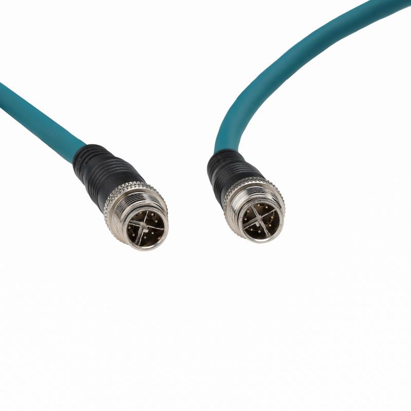 ZBLZGP M12 X コード 8 ピン Cat7e オス - オス IP67 画像センサ対応ケーブル 2M 濃緑色M12 X コード 8 ピン オス - オス端子仕様、Cat7e シールドケーブルで 10Gbps GigE 高速通信に対...