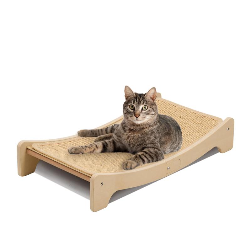 PETKARAY サイザル猫用爪とぎ、カーブ型サイザル爪とぎ、大型室内猫用スクラッチパッド、重厚なアーチ型子猫用ラウンジベッドカーブ型猫用爪とぎ: 耐久性のあるサイザル麻マットと滑らかな木製フレームを使用したカーブ型の爪とぎは、揺れる縦型と...