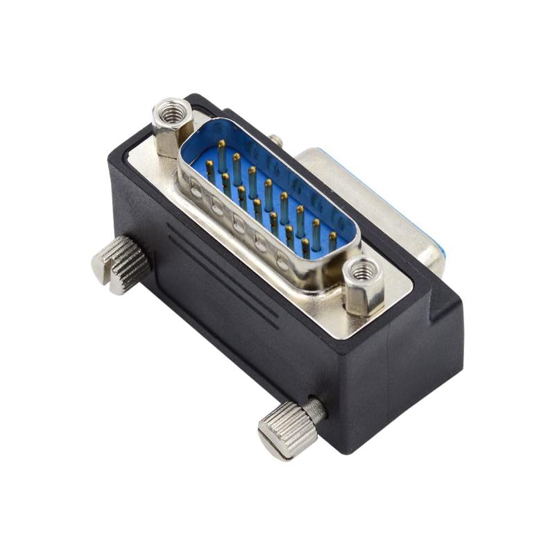 cablecc 15ピン DBコネクタ DSUB RS232 D-subMiniature オスナットからメスねじ込み式 90度角度延長アダプターD-Subポートは、外部デバイスをコンピュータに接続するために使用されます。 これらは古い接続...