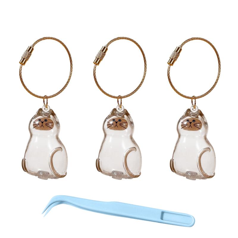 [Nomli] 猫の毛を入れるキーホルダー 透明カプセル 猫 毛 キーホルダー 抜け毛保存 ペットメモリアル コンパクト 猫 毛 ケース 軽量 (シャム猫 3個セット)✅1️⃣ 愛猫の思い出をいつも一緒に 透明カプセルに猫の毛や抜け毛を入れ...