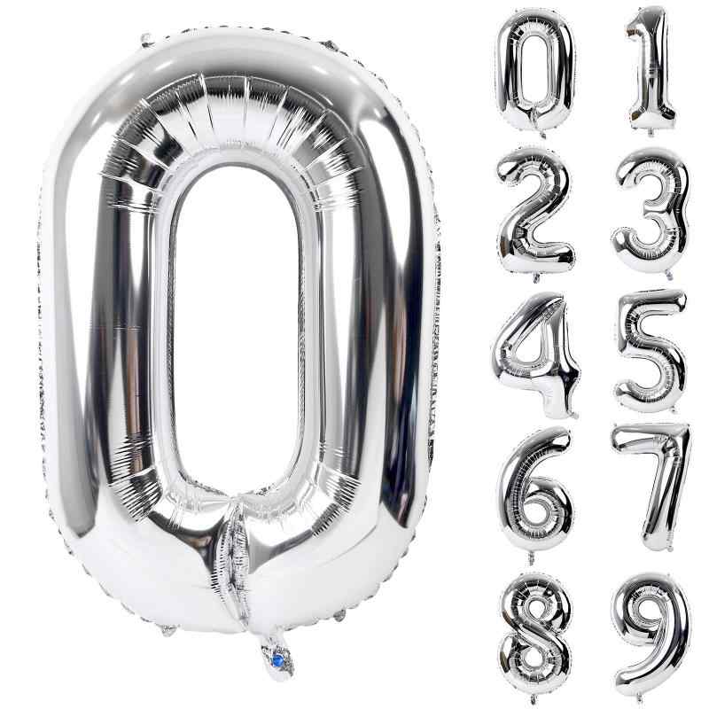 Lausatek バルーン アルミ風船 シルバー 数字0 ナンバー 40インチ 大きい 誕生日 ハッピーバースデー 飾り付け ウェディング 記念日 パーティー 約90cm (数字0)ナンバー0：約90cmのBigな数字バルーンです写真映えす...