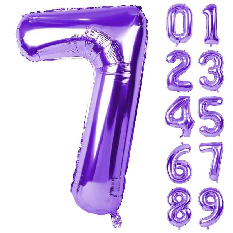 Lausatek バルーン アルミ風船 数字7 ナンバー 40インチ 大きい 誕生日 ハッピーバースデー 飾り付け ウェディング 記念日 パーティー 紫 約90cm パープルナンバー7：約90cmのBigな数字バルーンです写真映えするので、...
