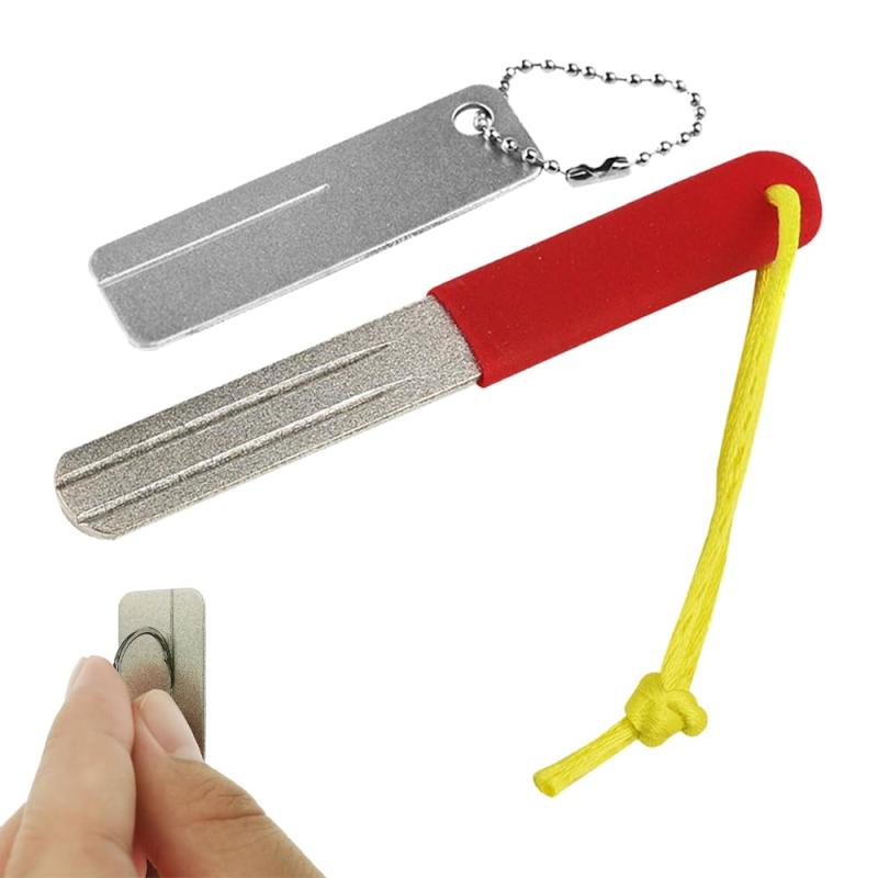 ESJNNK 釣り針研ぎ器 2個セット フックシャープナー ダイヤモンドヤスリ 両面 シャープナー 研削 削り器 釣りアクセサリー 釣り用品 キャンプ アウトドア 持ち運び便利【使用便利】研ぐだけで新品のように鋭い釣り針を実現し、快適な釣り...