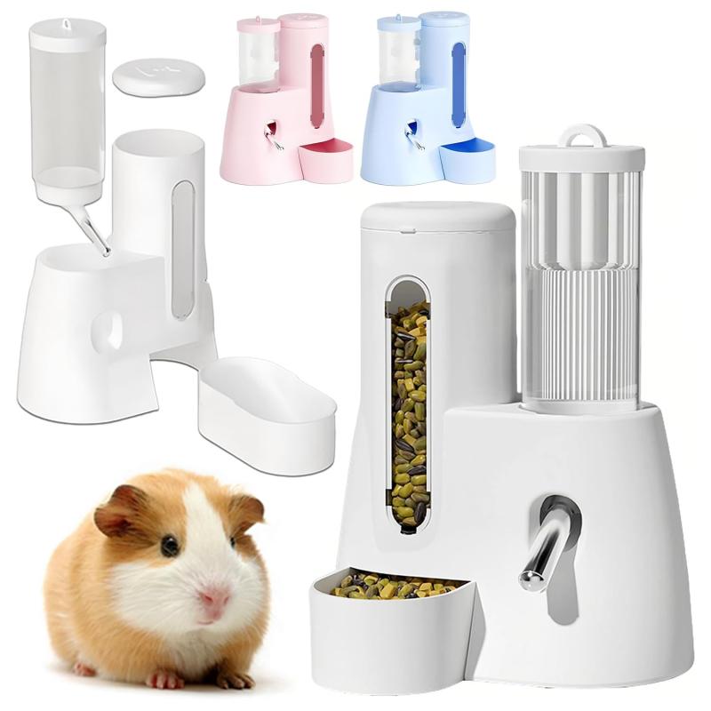 小動物 給水器 置き型 自動給餌器 ハムスター 水飲み 置き型 ハムスター 餌入れ 多機能 小鳥用食器 ハリネズミ エサ入れ 水漏れ防止 取り付け簡単 うさぎ 水飲み器 ペットボトル お留守番対【2in1自動給餌・給水システム】小動物用自動...