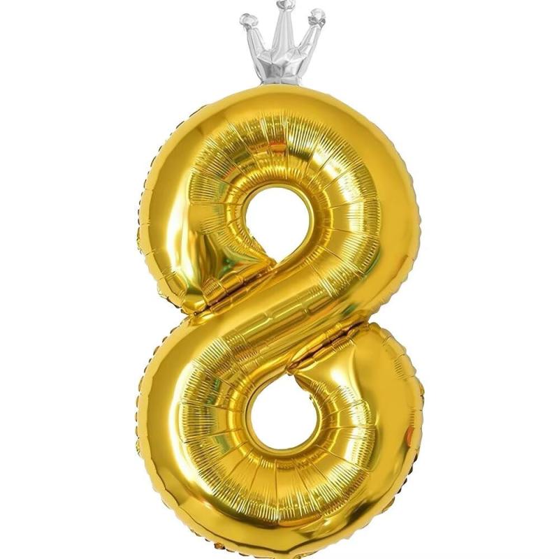PomeloCoto 8数字 バルーン金 大きい誕生日 飾り付け8歳, 100cm王冠金風船 数字8スウジ バルーン オオキイ 記念日/カーニバル/卒業式/プロポーズ/写真撮影用小道具カラフルな数字風船で、あなたのパーティーを彩りましょう。...