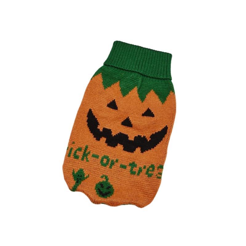 RIOSTUDIO 犬服 秋冬 ハイネックニット セーター ハロウィンコスチューム 仮装 かぼちゃ パンプキン ランタン 防寒 暖かい 犬の服 小型犬 中型犬 お洋服 面白い((1)オレンジ×カボチャ,6号)😊【ドッグウェア...