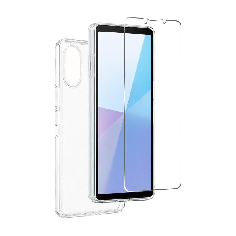 Xperia 10 VI ケース + エクスペリア 10 VI フィルム【日本製素材旭硝子製】エクスペリア 10 VI ガラスフィルム 全面吸着 高透過率 硬度9H ラウンドエッジ加工 Xperia 10 VI 用の ケース 薄型軽量 衝撃...