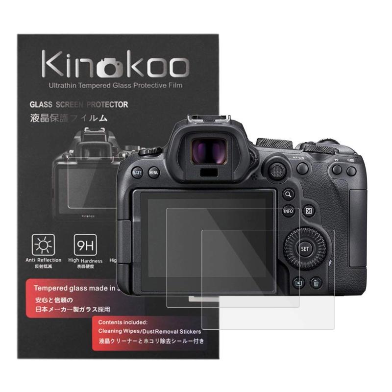 kinokoo 液晶保護フィルム CANON EOS R6 Mark2/EOS R6/EOS R7/EOS R6 MK2 用 硬度9H 高透過率 耐指紋 気泡無し 強化ガラス 厚さ0.25mm 2枚セット クロス付き(EOS R6 MK2/...