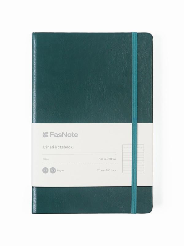 FasNote ライン入りノート A5, 100GSM厚紙, 244ページ, 高級PUレザー製ハードカバー, カレンダーカード付属（2025年）, ビジネス用, オフィス, 日記に最適使いやすい収納付き カレンダーやメモを入れられるポケット...