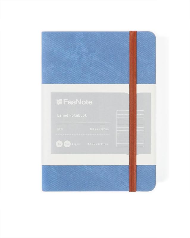 FasNote ライン入りノート A6, 100GSM厚紙, 160ページ, PUレザーハードカバー, 携帯に便利なミニノート, 日記・メモ用（2025年年間プランニングカード付属）実用的な機能が充実 ゴムバンドと背面ポケット付き。付属の年...