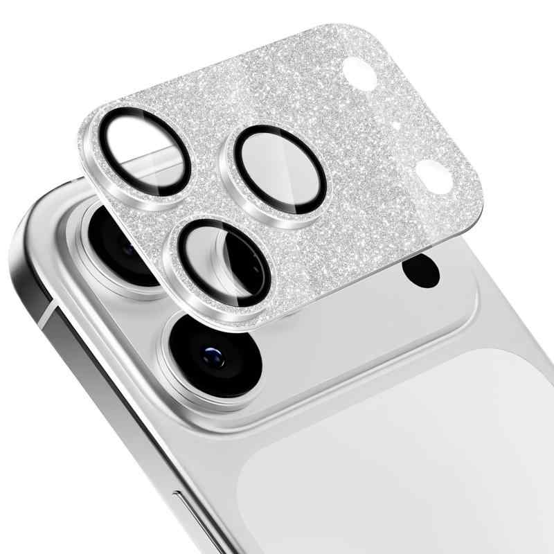WoPail カメラフィルム iPhone 17 Pro(2025) 対応 カメラ保護 強化ガラス+アルミ合金 カメラカバー キラキラ レンズカバー キズ防止 耐衝撃 高透過率 貼り付け簡単 レンズ保護 アイフォン17プロ(2025)(シル...