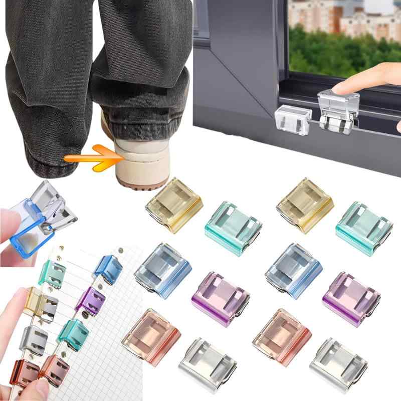 裾上げ クリップ パンツレッグクリップ 12個セット 縫製不要 隠し仕様 合金製 ジーンズ ワイドパンツ ロングパンツ スカート Tシャツ 調節 交換用 ウエスト調整ボタン 取り付け簡単 多機能 【多機能仮止めクリップ】試着やお直し前の仮調...