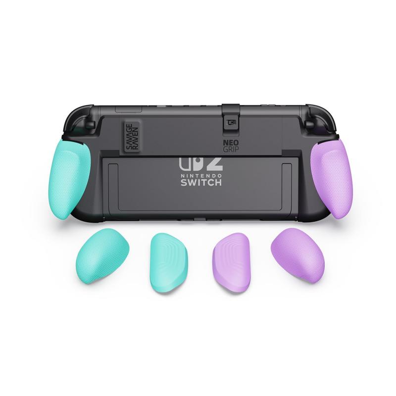 Savage Raven by Skull &amp; Co. Switch2専用カバー「NeoGrip2」人間工学デザイン 三種類交換可能グリップ 精密軽量「単品」「ライト紫緑」「人間工学に基づくデザイン」人間工学に基づいて設計された機能...