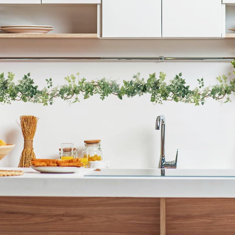 ウォールステッカー 緑 葉 植物 籐 DIY 壁紙シール 緑の葉 蔦, 北欧風 観葉植物 つる植物 つりラン 緑の植物 部屋の壁のシールリビングルームの壁, リビング・寝室・浴室用 インテリアステッステッカー サイズ：パッケージ内の商品は3...